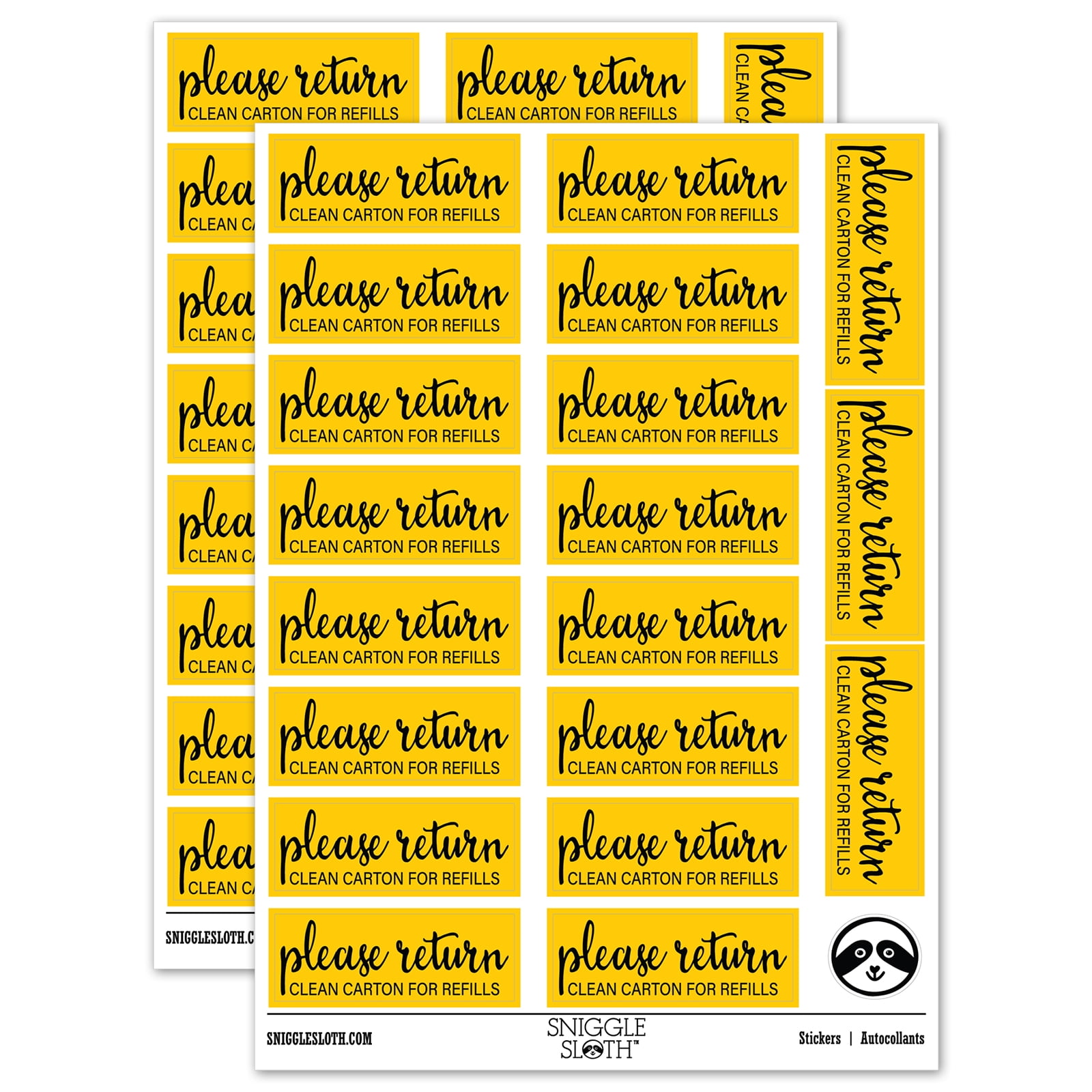 Please Return Clean Carton for Refills Eggs Sticker Set - Yellow ...