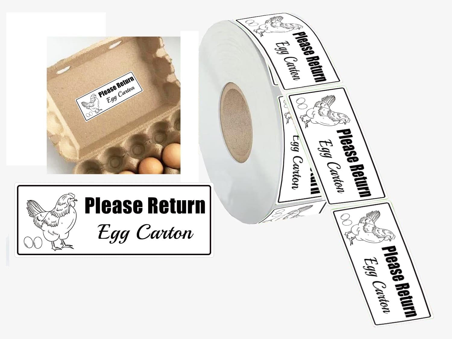 Please Return Egg Carton Tag Stickers 1x2.625 Inch Farm Fresh Chicken ...