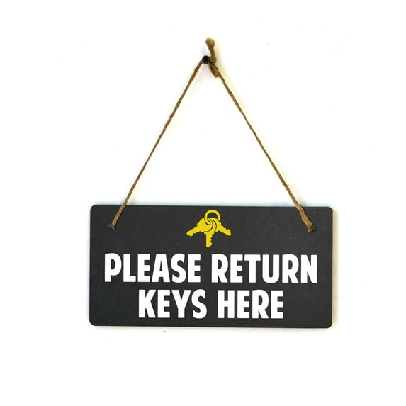 Please Return Keys Here 5x10 Hanging Plus Wall or Door Sign | Office ...