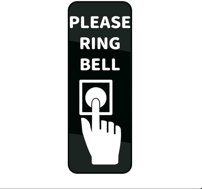 Please Ring Bell Sign 10"X3" Black White Acrylic - Self Stick Door Sign ...