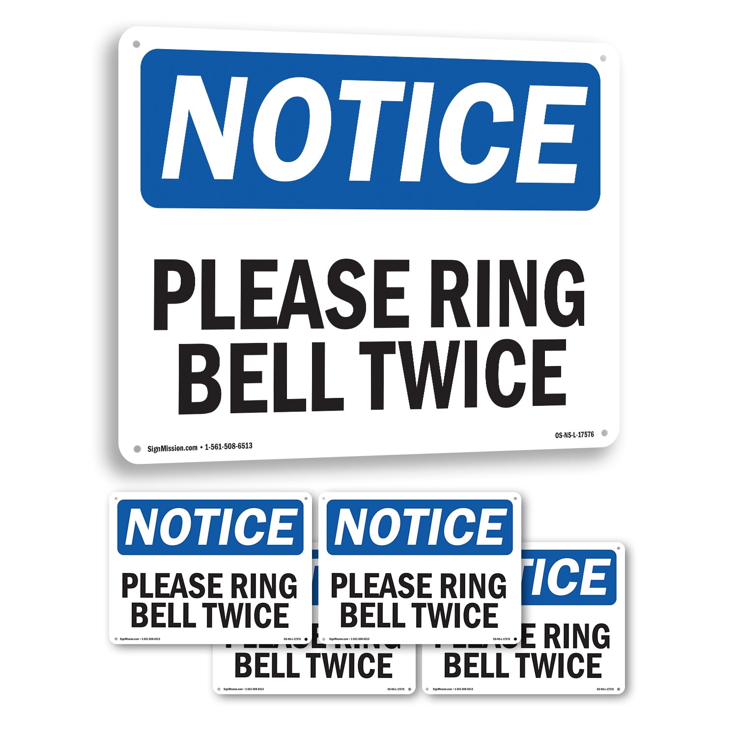 Please Ring Bell Twice OSHA Notice Aluminum Sign 10 Inch x 7 Inch - 5 ...