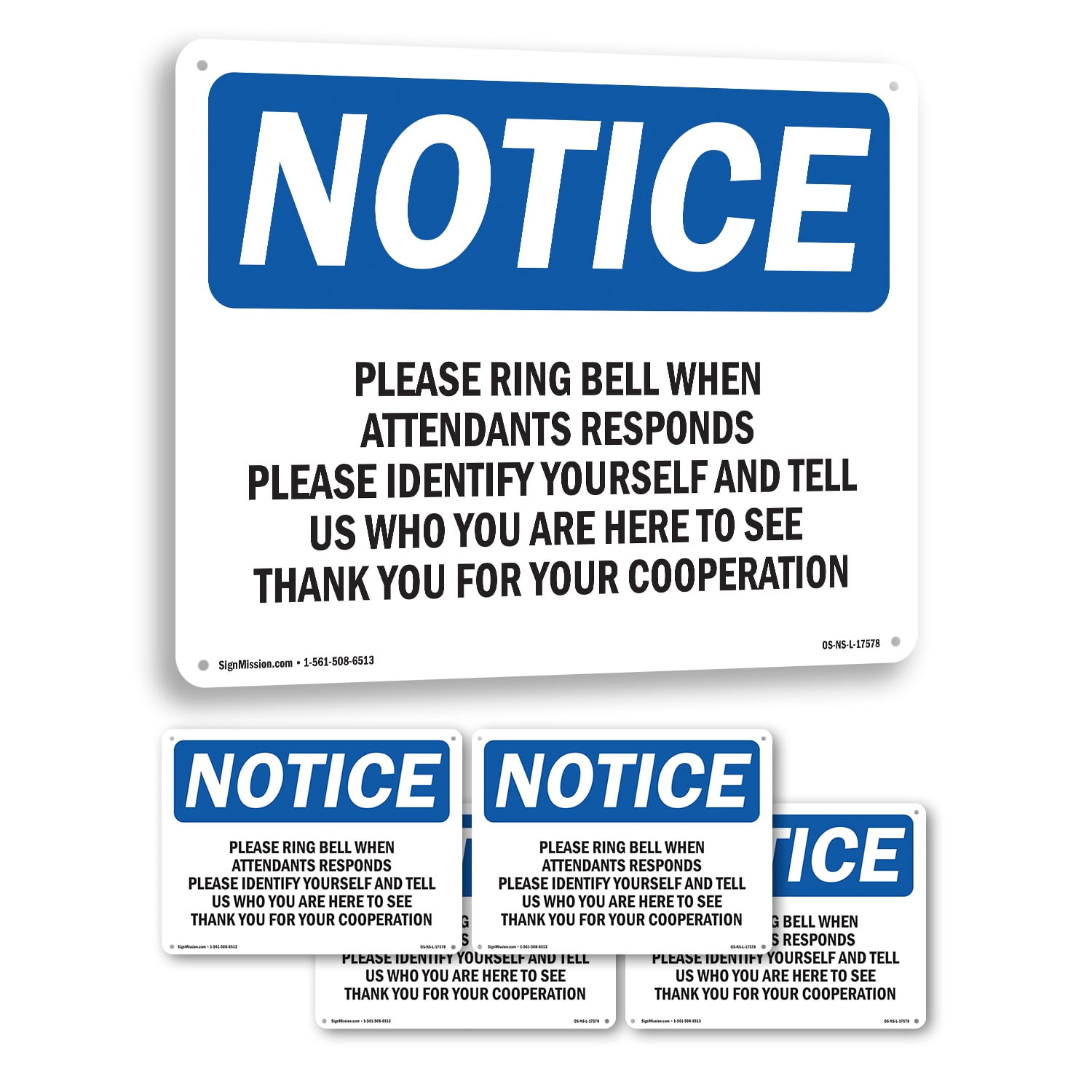 Please Ring Bell When Attendant Responds OSHA Notice Aluminum Sign 10 ...