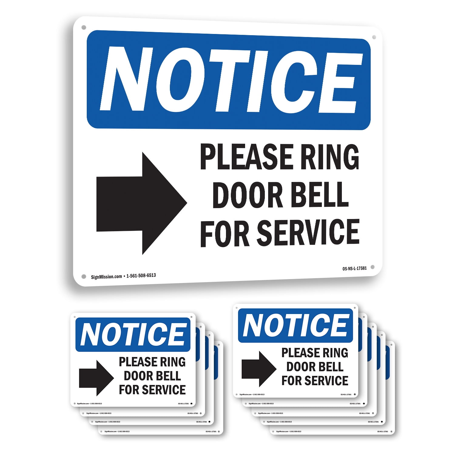 Please Ring Door Bell For Service OSHA Notice Rigid Plastic Sign 24 ...