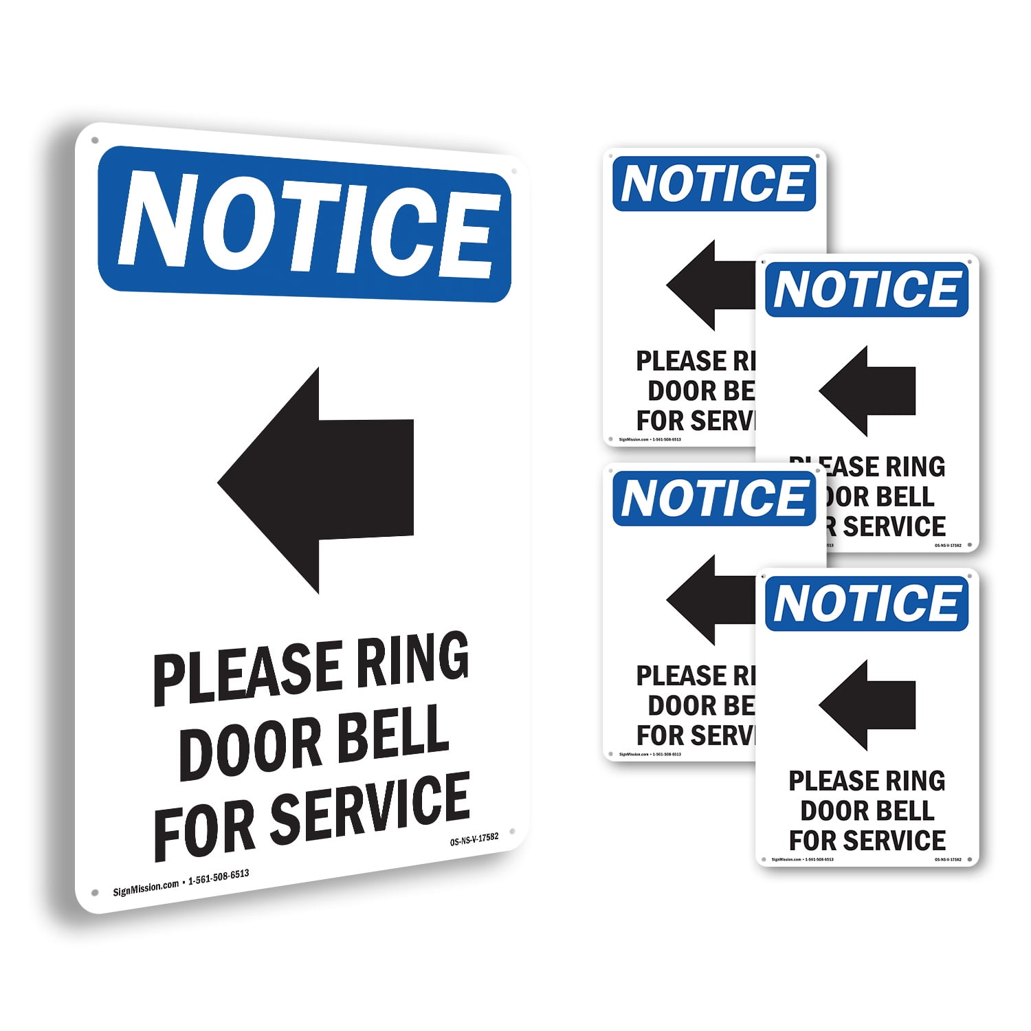 Please Ring Door Bell OSHA Notice Rigid Plastic Sign 24 Inch x 18 Inch ...