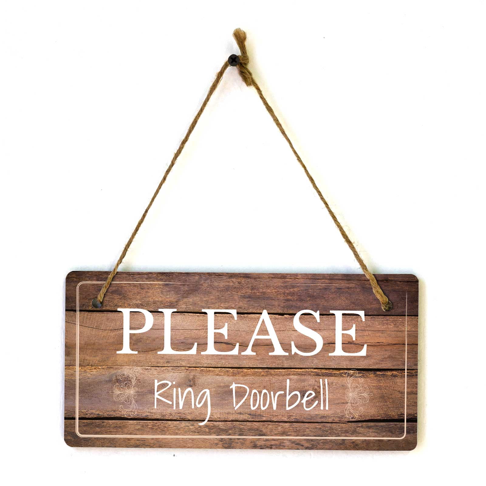 Please Ring Doorbell | Rustic Oak Wood 5 x 10" Hanging Sign - Walmart.com
