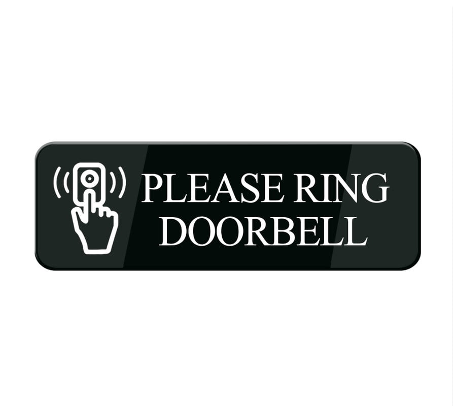 Please Ring Doorbell Sign 10 X 3 Inch Acrylic Plastic Sign With Symbols Self Adhesive For