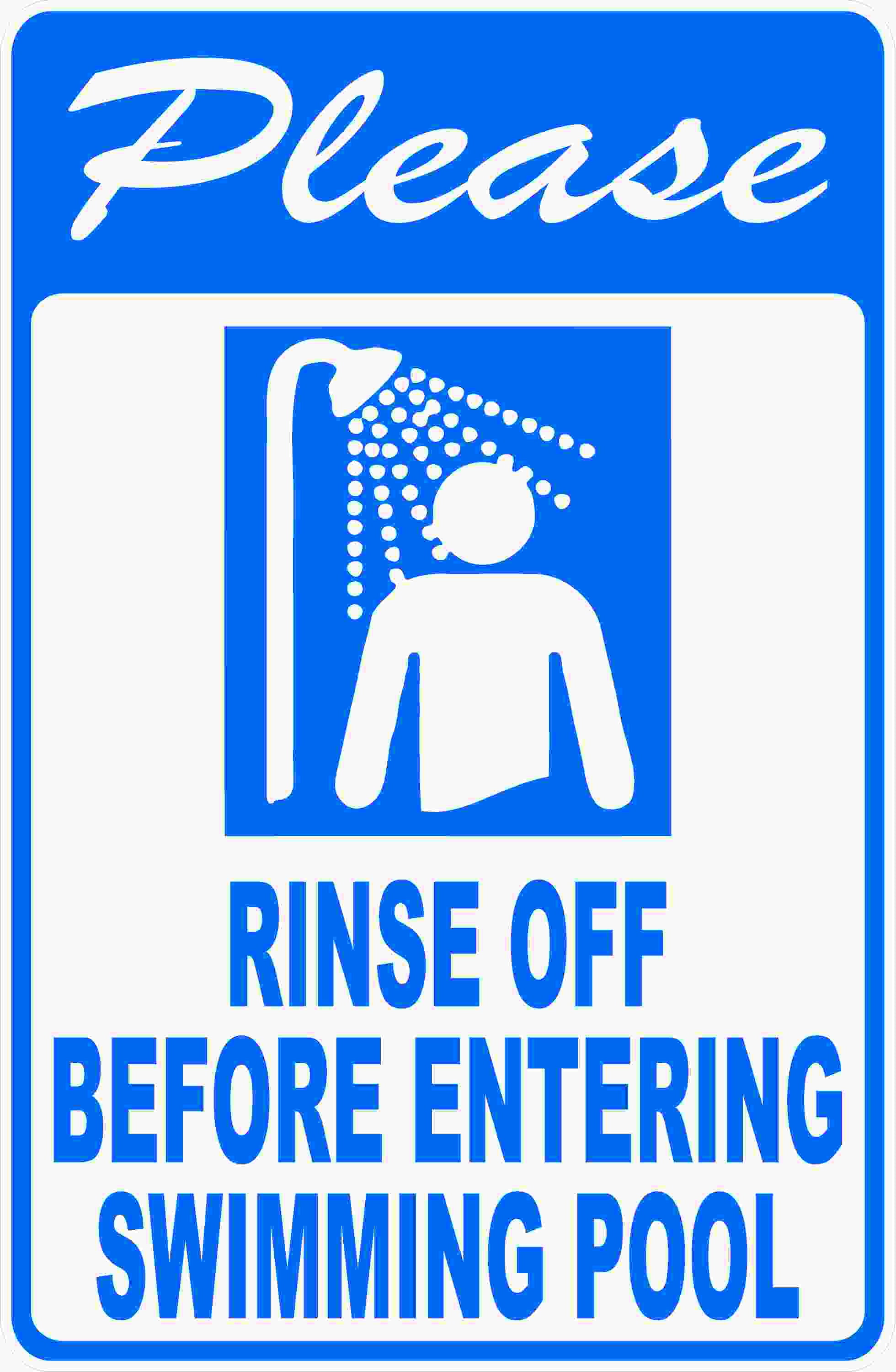 Please Rinse Off Before Entering Swimming Pool Sign. 9x12 Metal. Rules ...