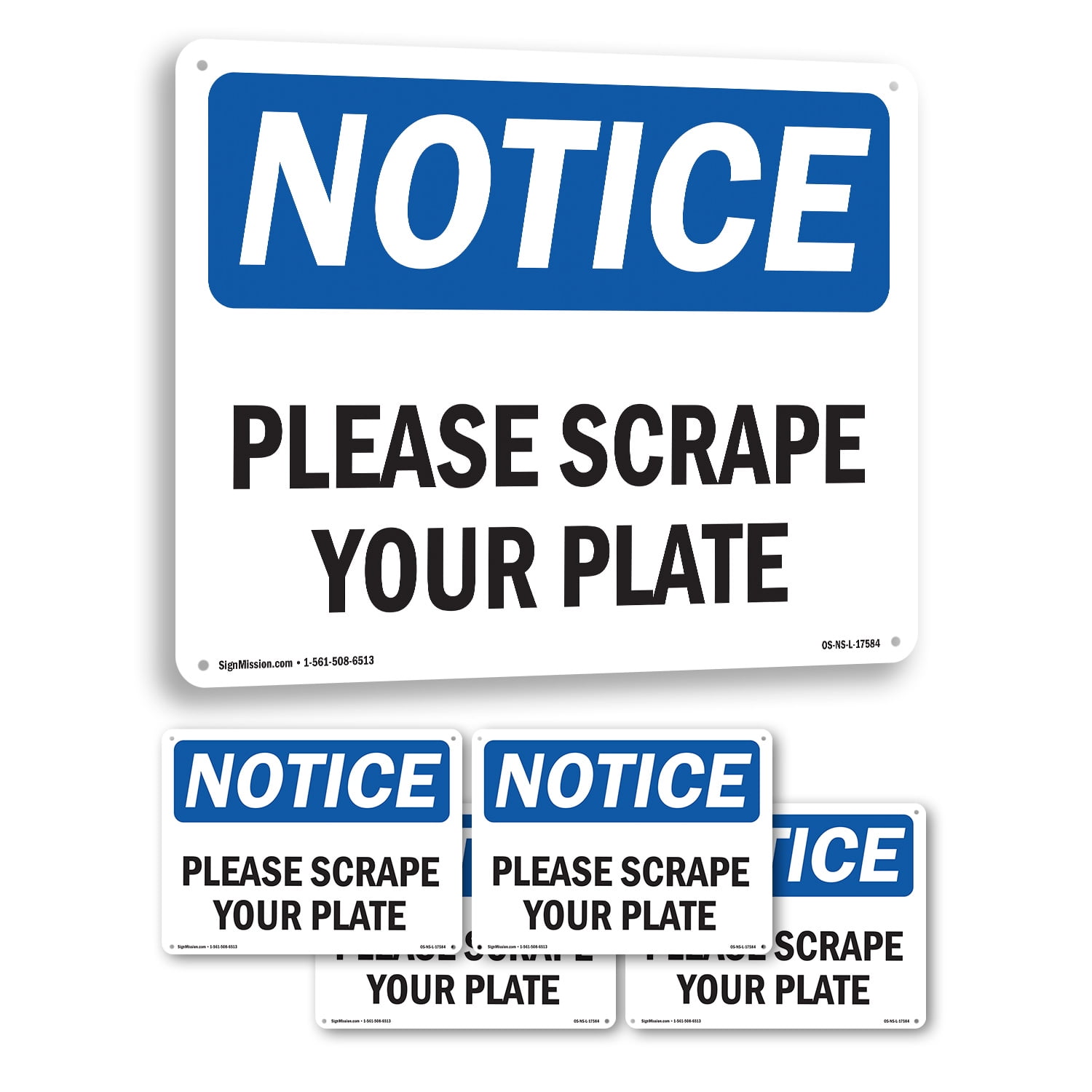 Please Scrape Your Plate OSHA Notice Rigid Plastic Sign 24 Inch x 18 ...