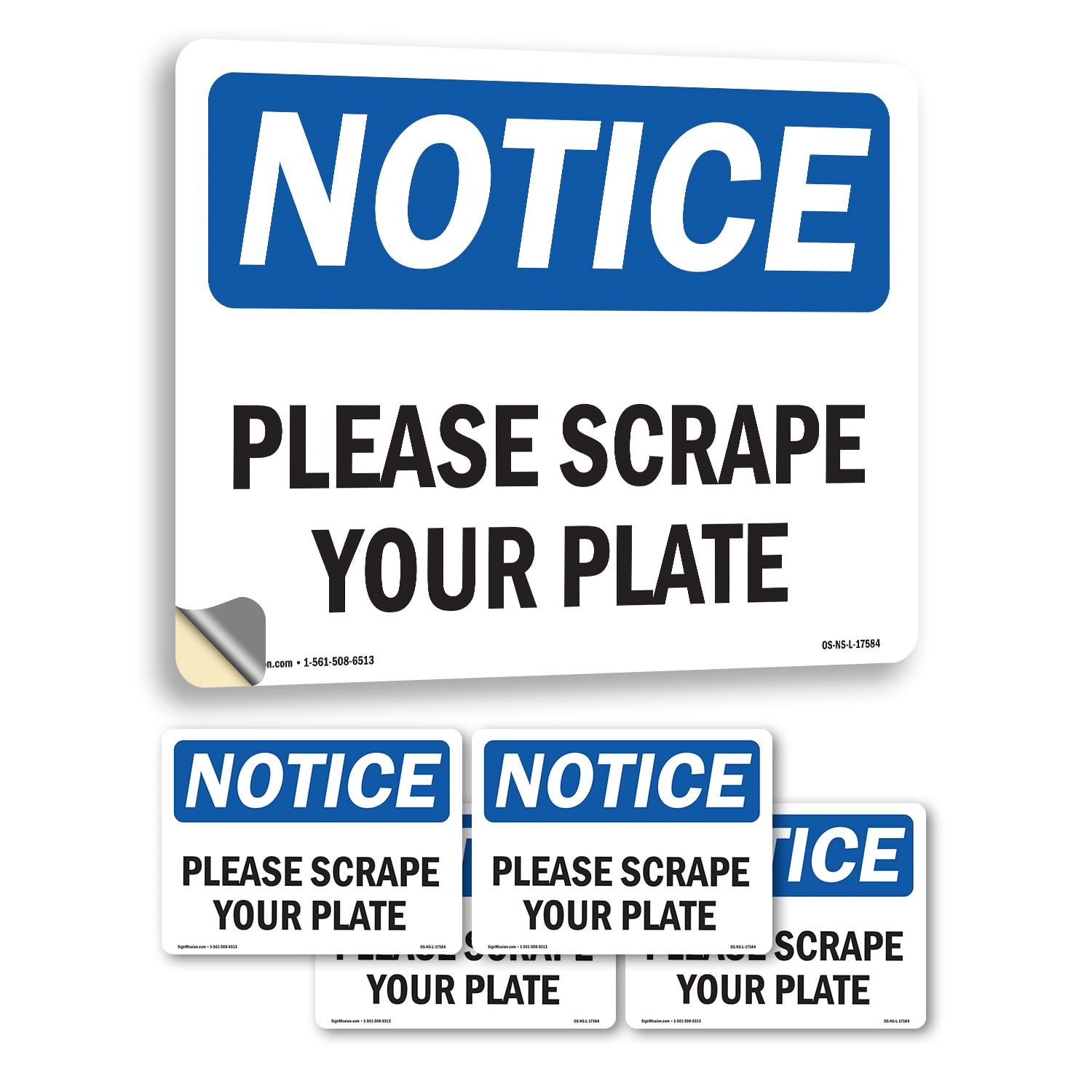 Please Scrape Your Plate OSHA Notice Vinyl Decal Label 5 Inch x 3.5 ...
