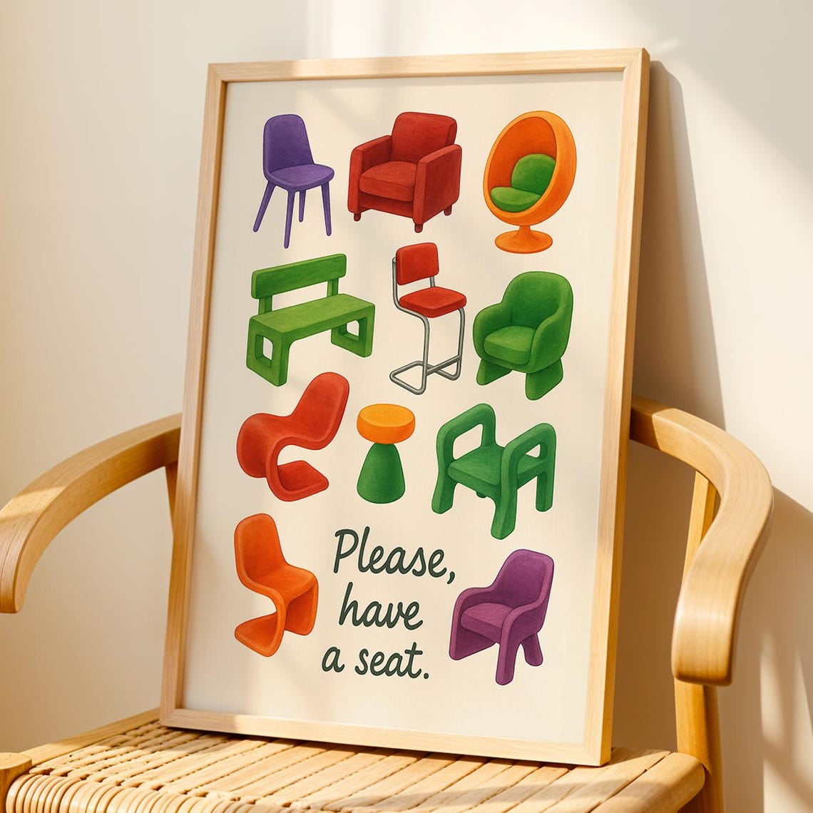 Please Have A Seat Poster, Mid Century Chair Poster, Living Room ...