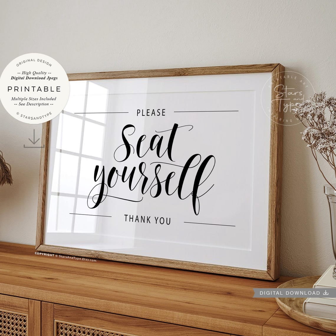 Please Seat Yourself Thank You Poster, Stretched Size 12x18 - Walmart.com