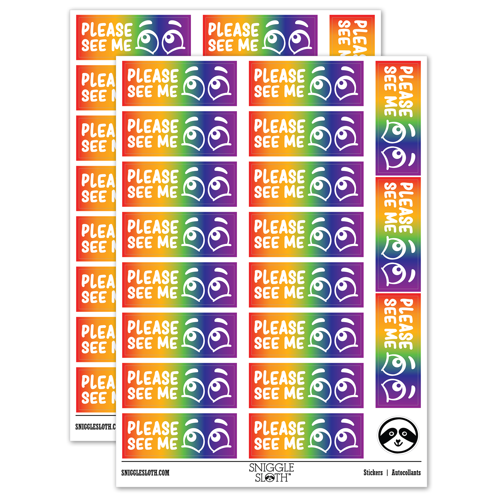 Please See Me Eyes Teacher Student School Sticker Set - Rainbow - Gloss ...