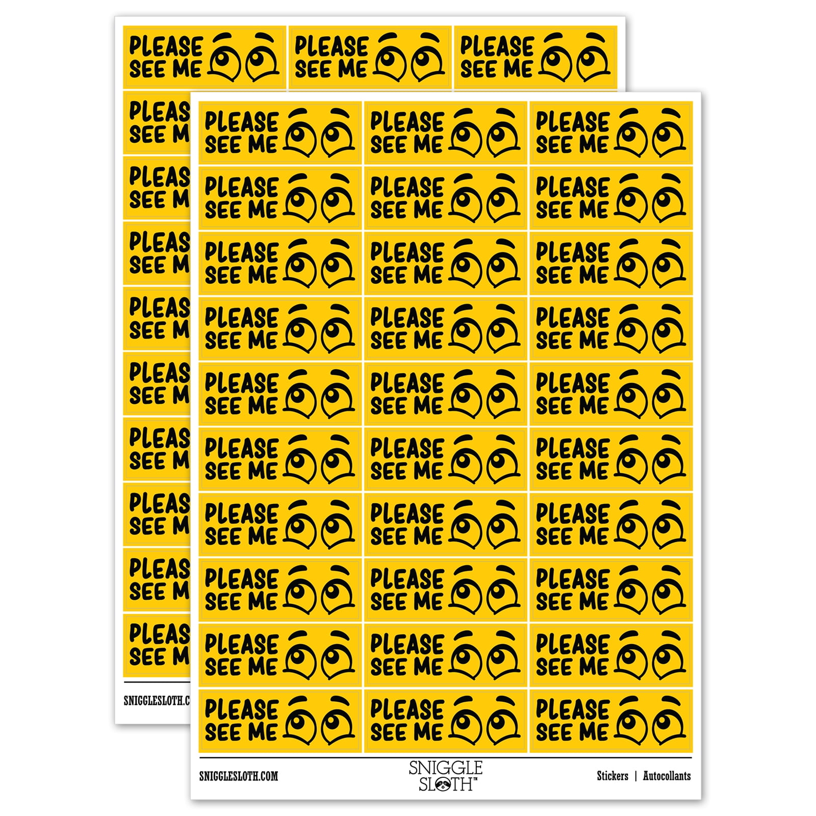 Please See Me Eyes Teacher Student School Sticker Set - Yellow - Gloss ...