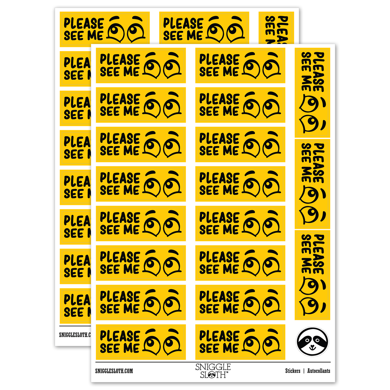 Please See Me Eyes Teacher Student School Sticker Set - Yellow - Gloss ...