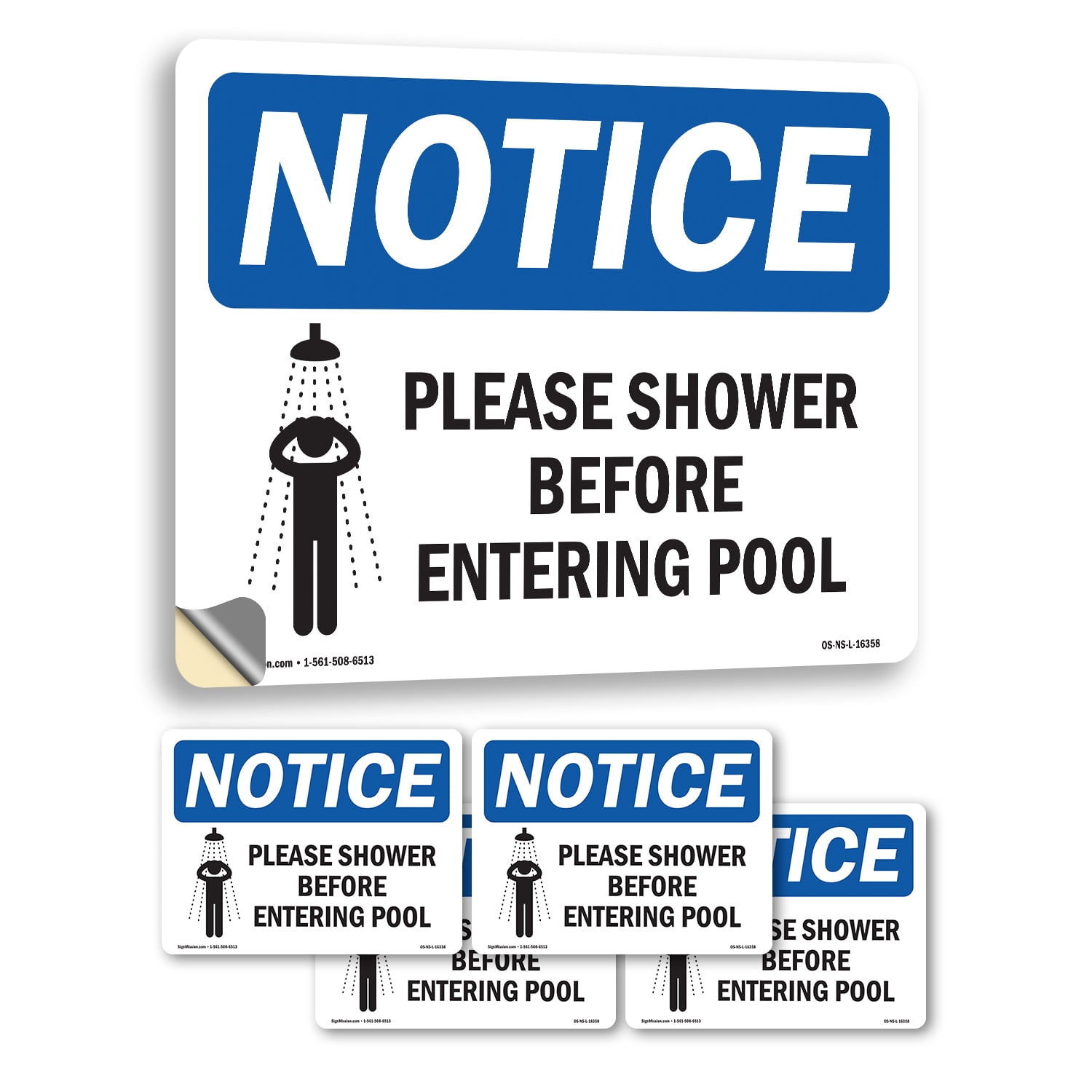 Please Shower Before Entering Pool OSHA Notice Vinyl Decal Label 14 ...