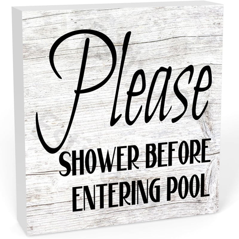 Please Shower Before Entering Pool Wooden Box Sign Decorative ...