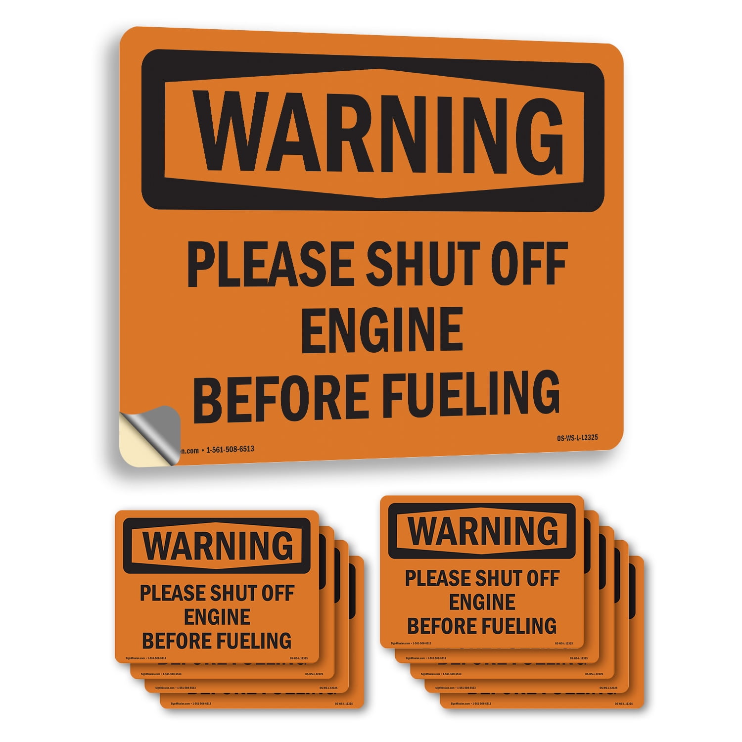 Please Shut Off Engine Before Fueling OSHA WARNING Vinyl Decal Label 18 ...