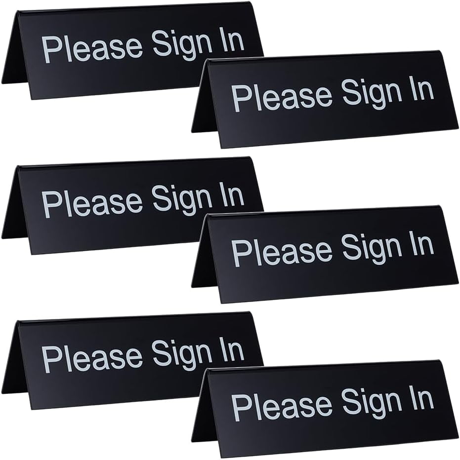 Please Sign In Table Signs 2x5.9 Inch Black Acrylic Tabletop Tent Sign ...