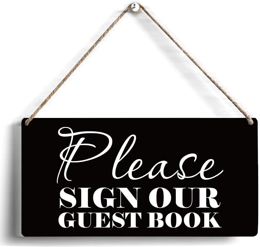 Please Sign Our Guestbook Wood Sign 12x6 Inch Wedding Guest Book Wooden ...