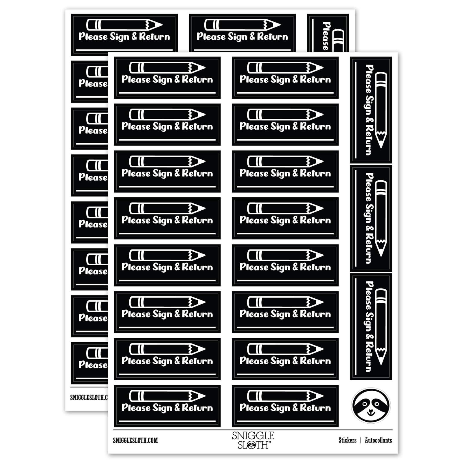 Please Sign and Return Pencil School Sticker Set - Black - Gloss Finish ...