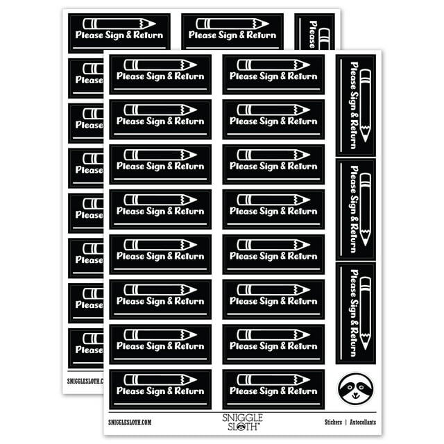 Please Sign and Return Pencil School Sticker Set - Black - Gloss Finish ...