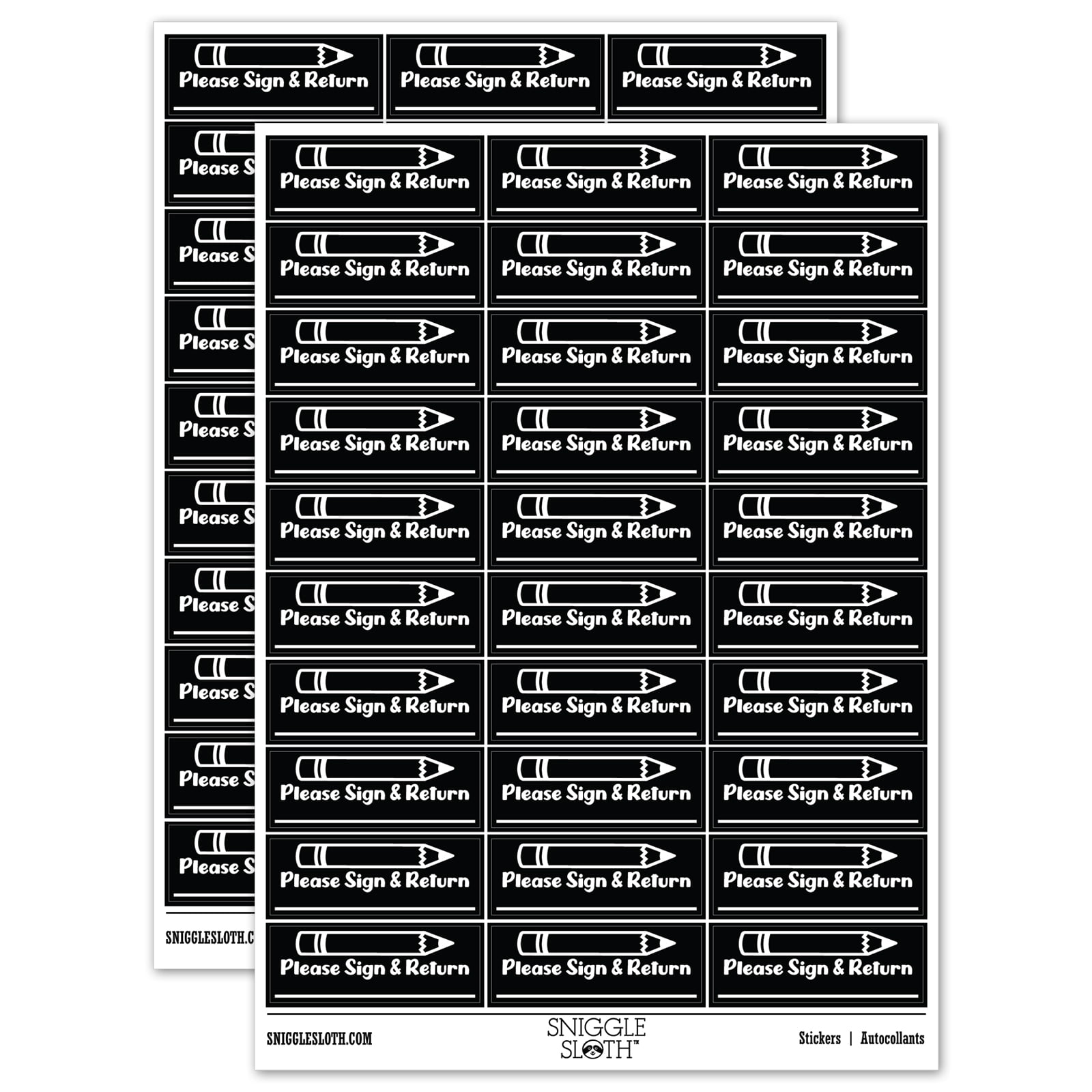Please Sign and Return Pencil School Sticker Set - Black - Matte Finish ...