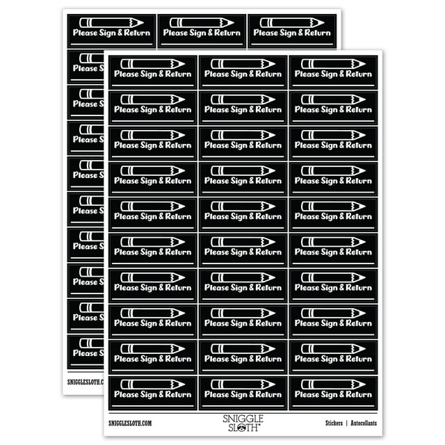 Please Sign and Return Pencil School Sticker Set - Black - Matte Finish ...