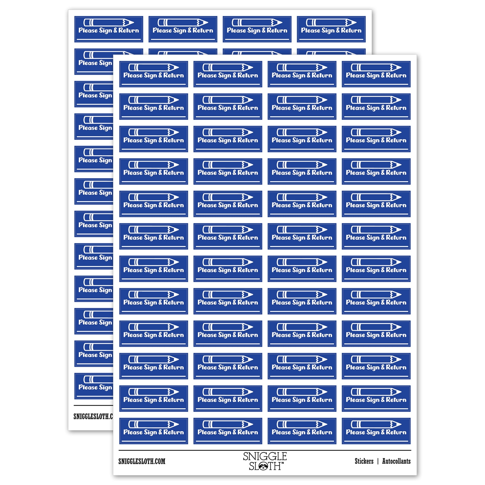 Please Sign and Return Pencil School Sticker Set - Dark Blue - Gloss ...