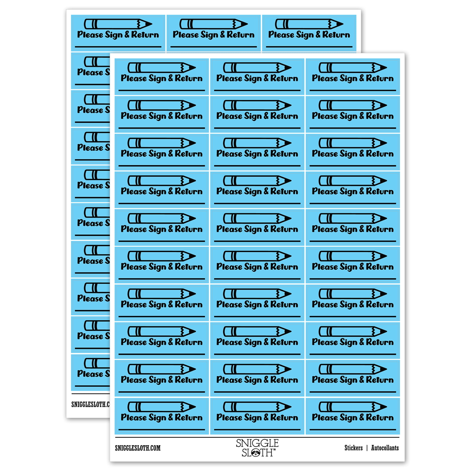 Please Sign and Return Pencil School Sticker Set - Light Blue - Matte ...