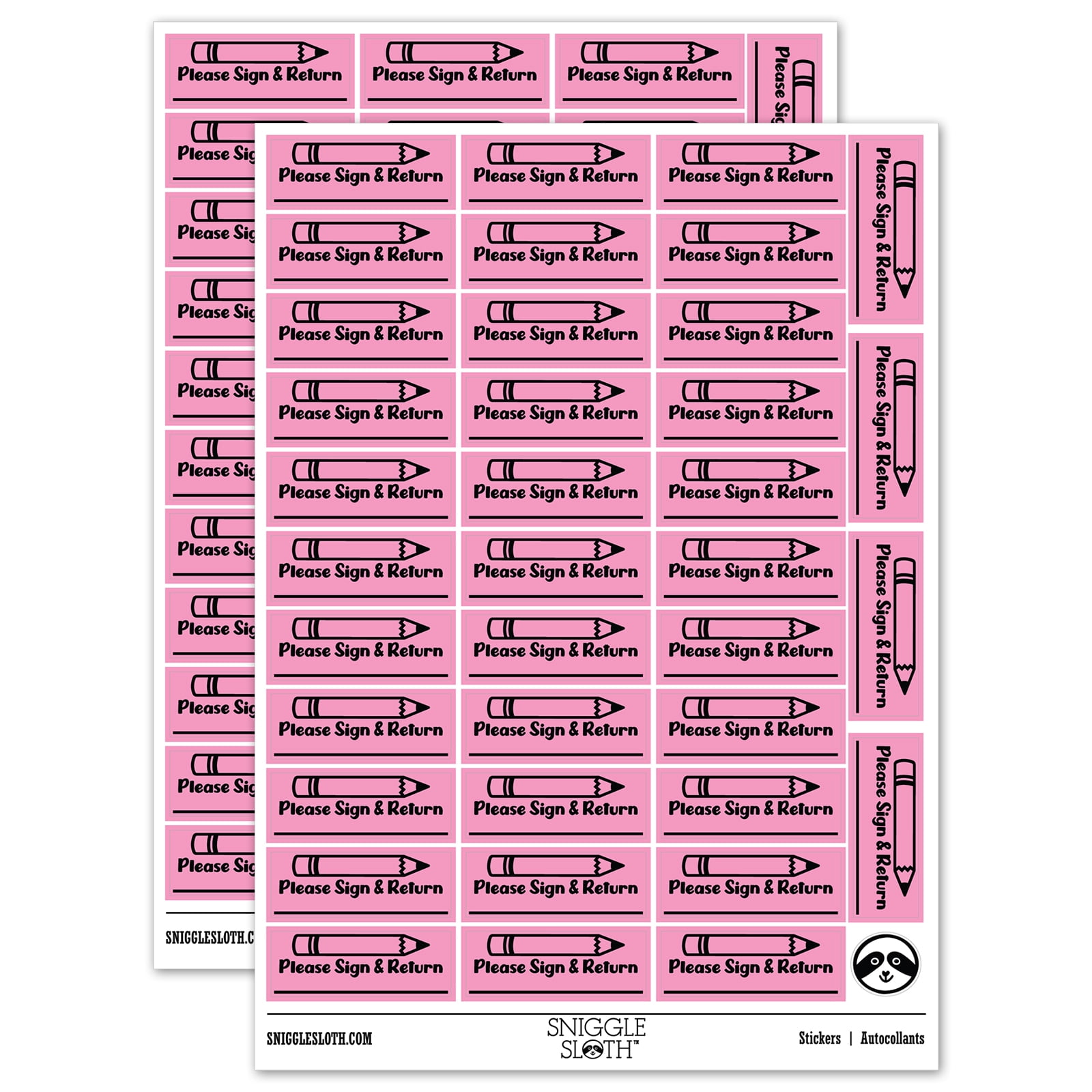 Please Sign and Return Pencil School Sticker Set - Light Pink - Gloss ...