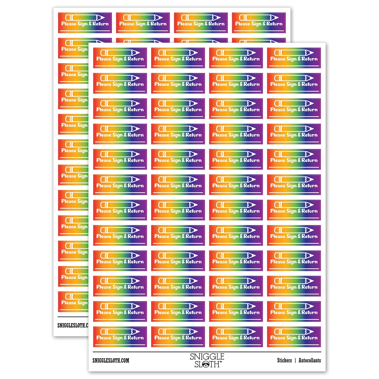 Please Sign and Return Pencil School Sticker Set - Rainbow - Gloss ...