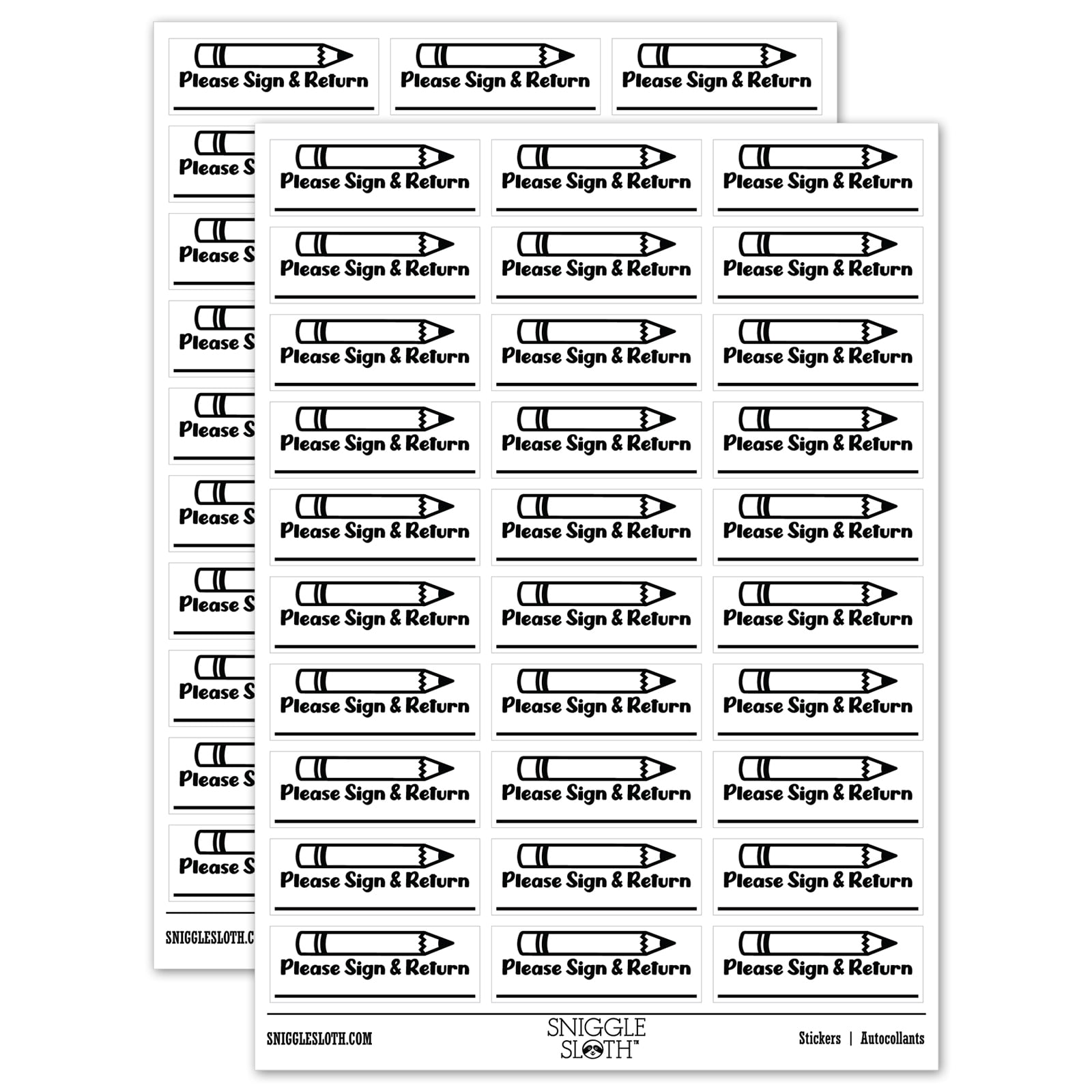 Please Sign and Return Pencil School Sticker Set - White - Gloss Finish ...