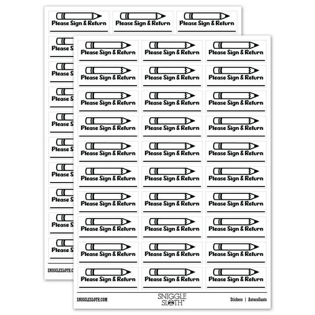 Please Sign and Return Pencil School Sticker Set - White - Gloss Finish ...