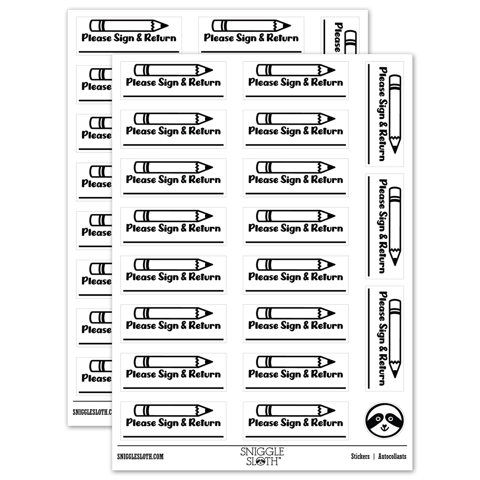 Please Sign and Return Pencil School Sticker Set - White - Gloss Finish ...