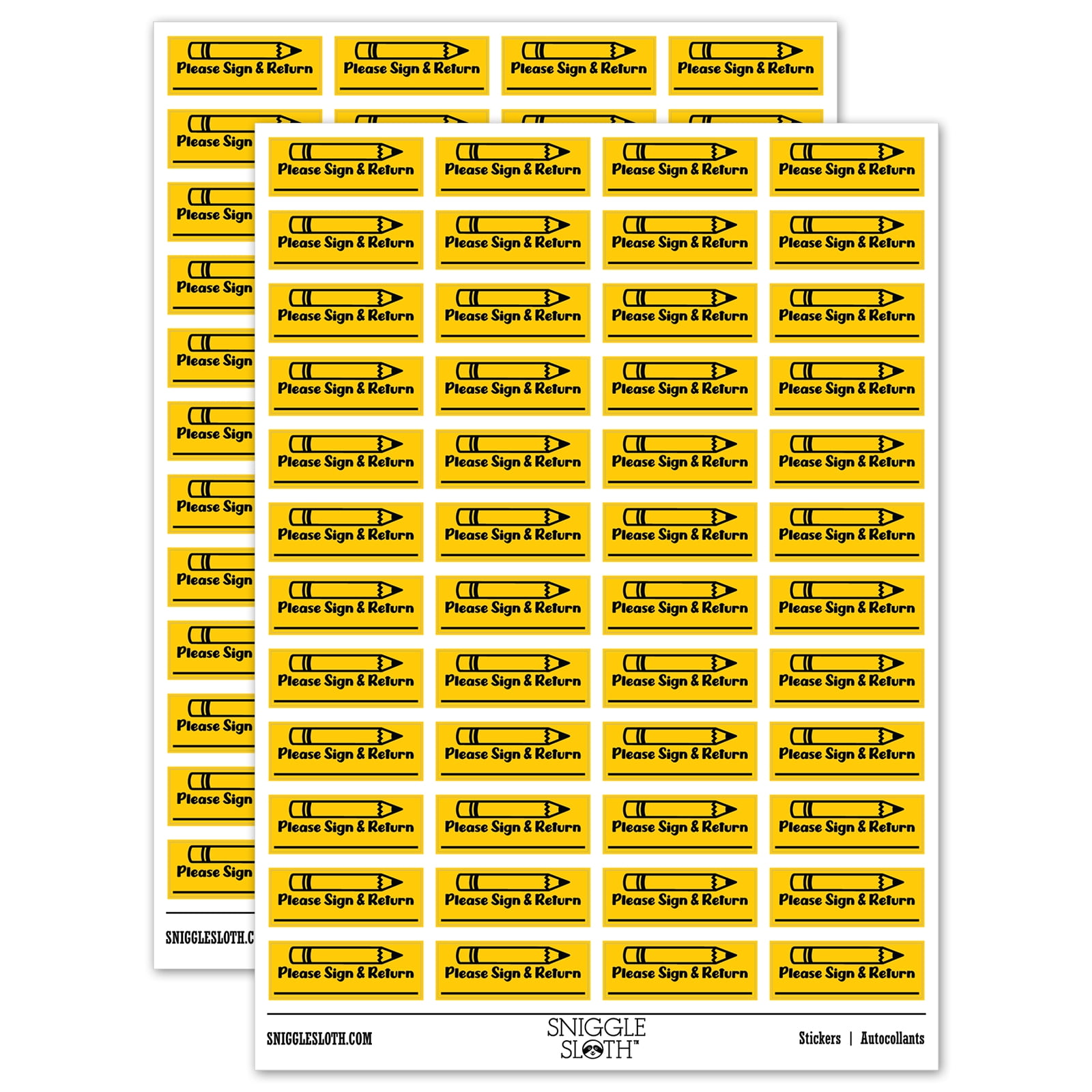 Please Sign and Return Pencil School Sticker Set - Yellow - Matte ...