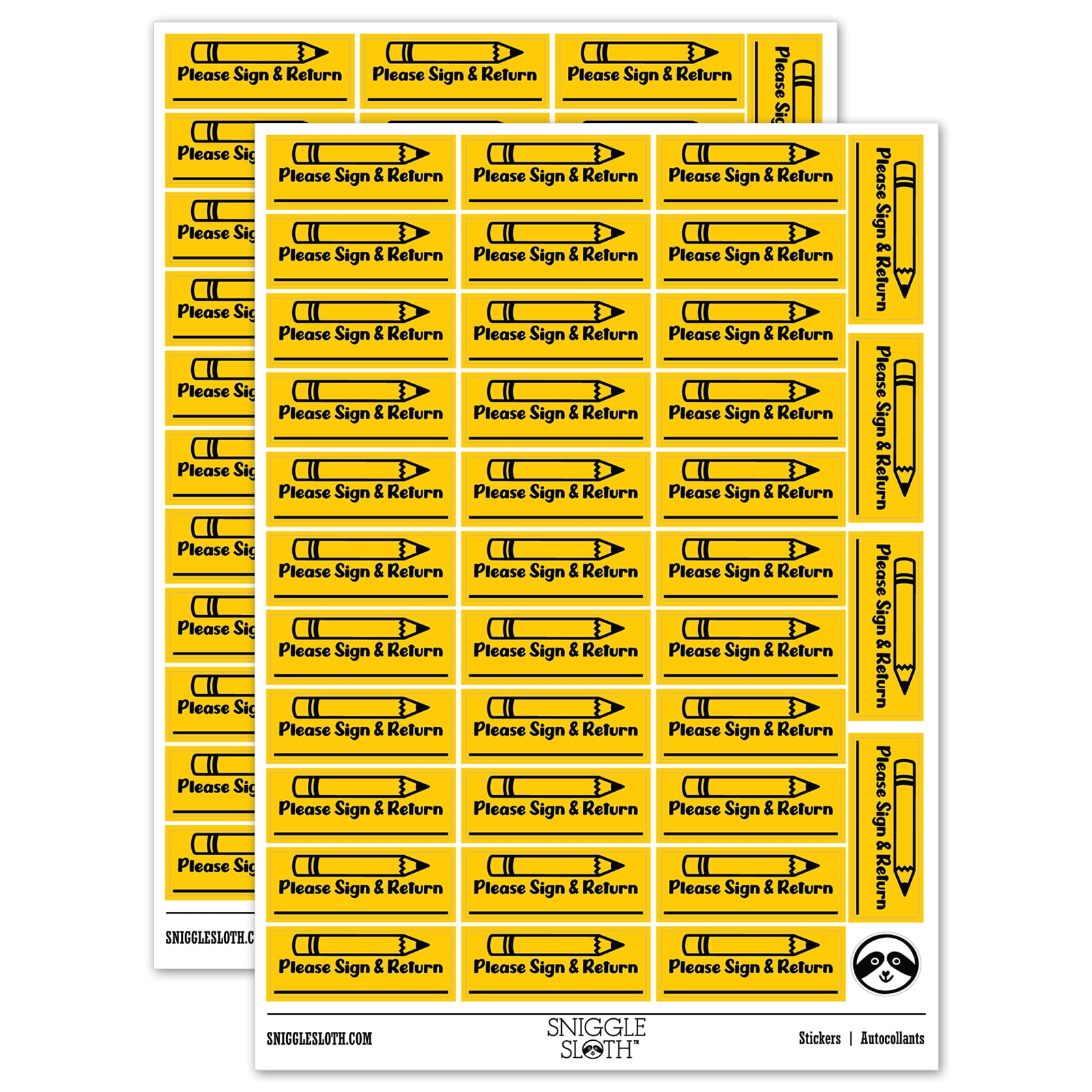 Please Sign and Return Pencil School Sticker Set - Yellow - Matte ...