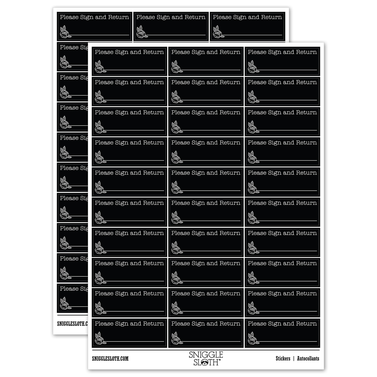 Please Sign and Return Rose Signature Line Sticker Set - Black - Gloss ...