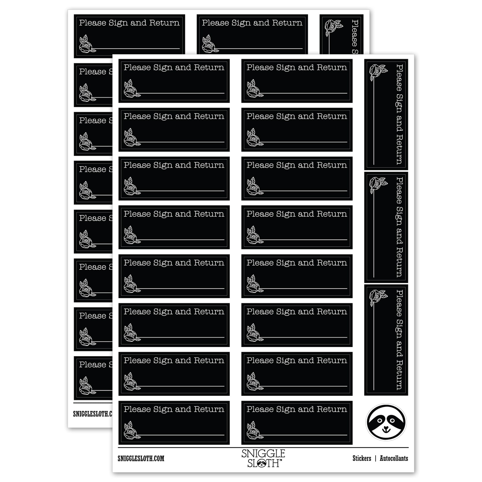 Please Sign and Return Rose Signature Line Sticker Set - Black - Gloss ...