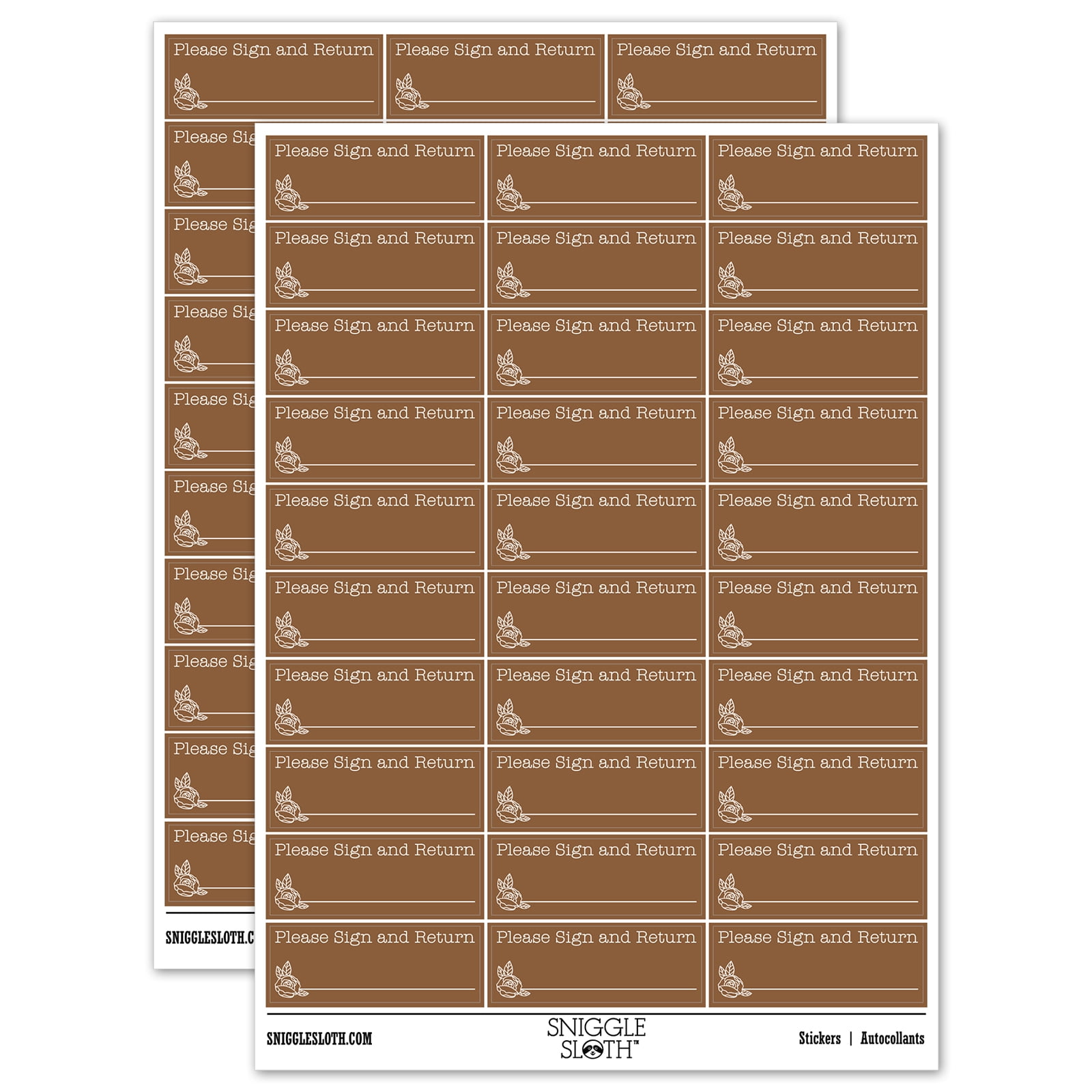 Please Sign and Return Rose Signature Line Sticker Set - Brown - Gloss ...