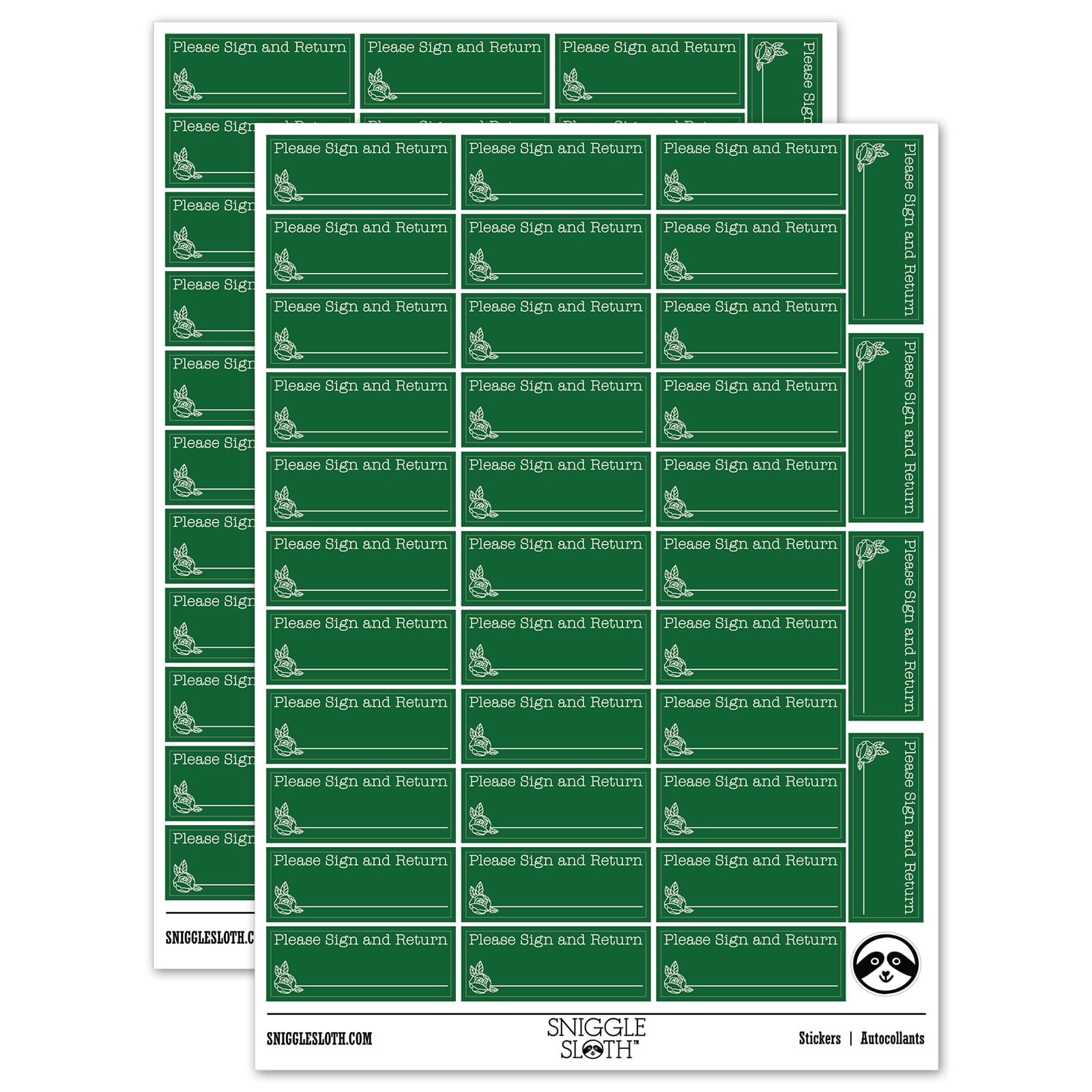Please Sign and Return Rose Signature Line Sticker Set - Dark Green ...