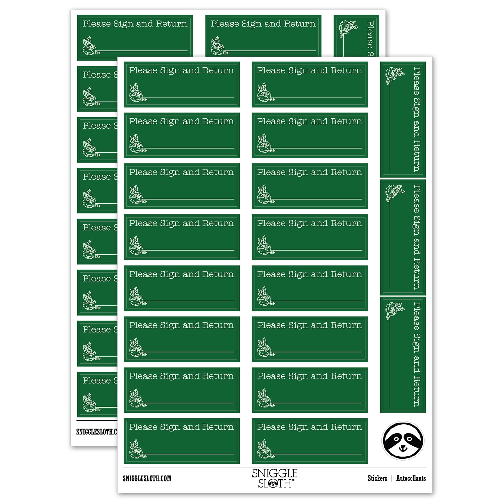 Please Sign and Return Rose Signature Line Sticker Set - Dark Green ...