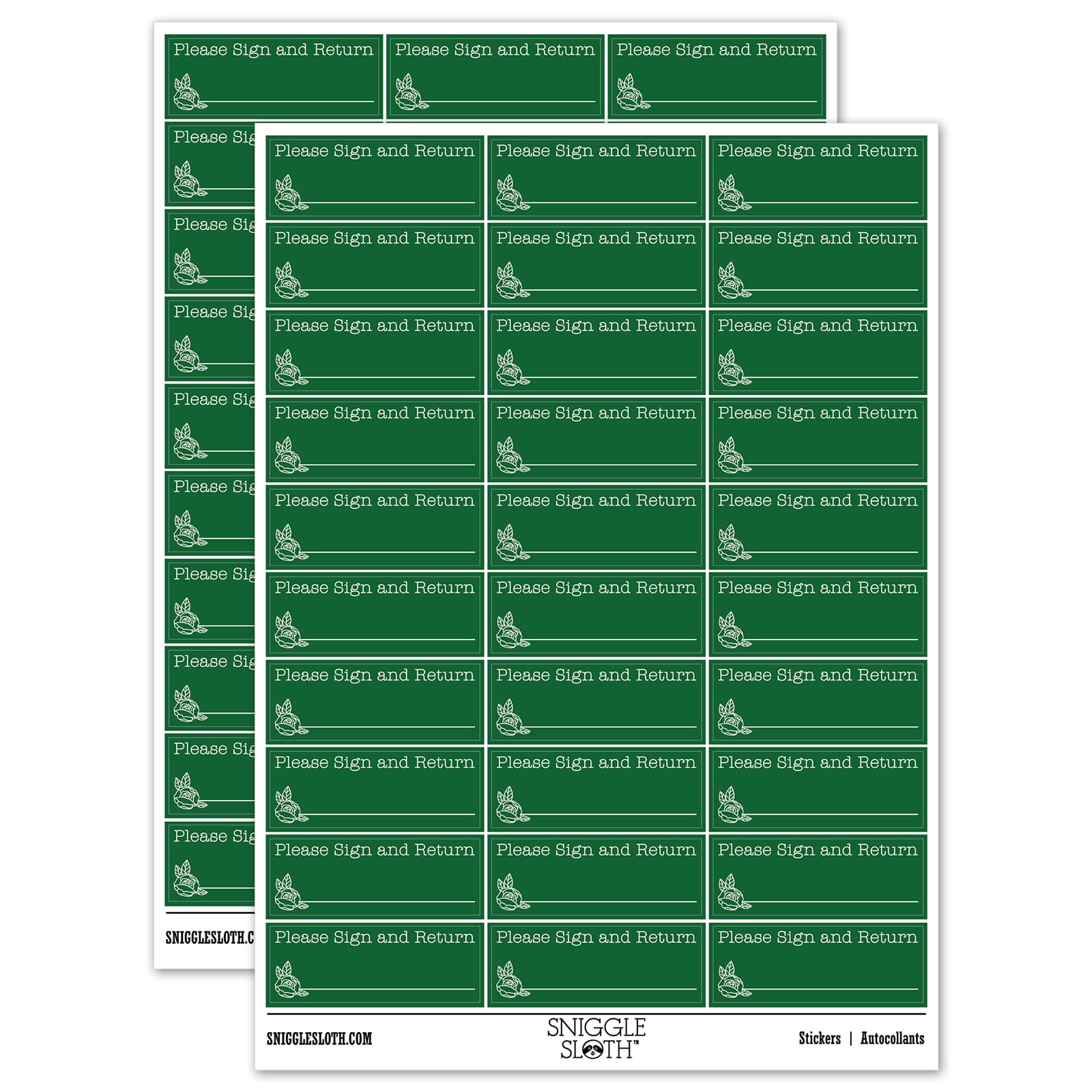 Please Sign and Return Rose Signature Line Sticker Set - Dark Green ...