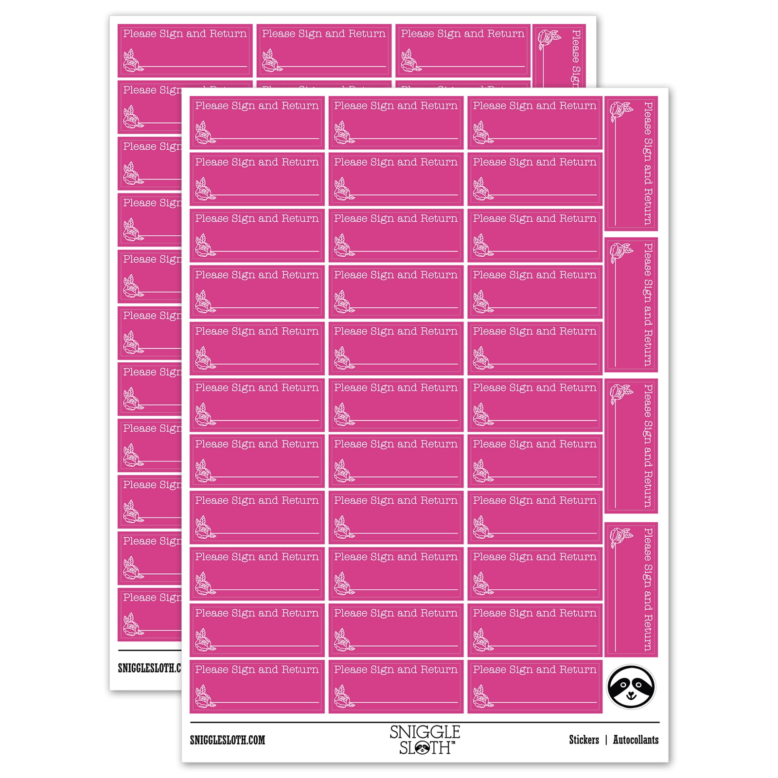 Please Sign and Return Rose Signature Line Sticker Set - Hot Pink ...