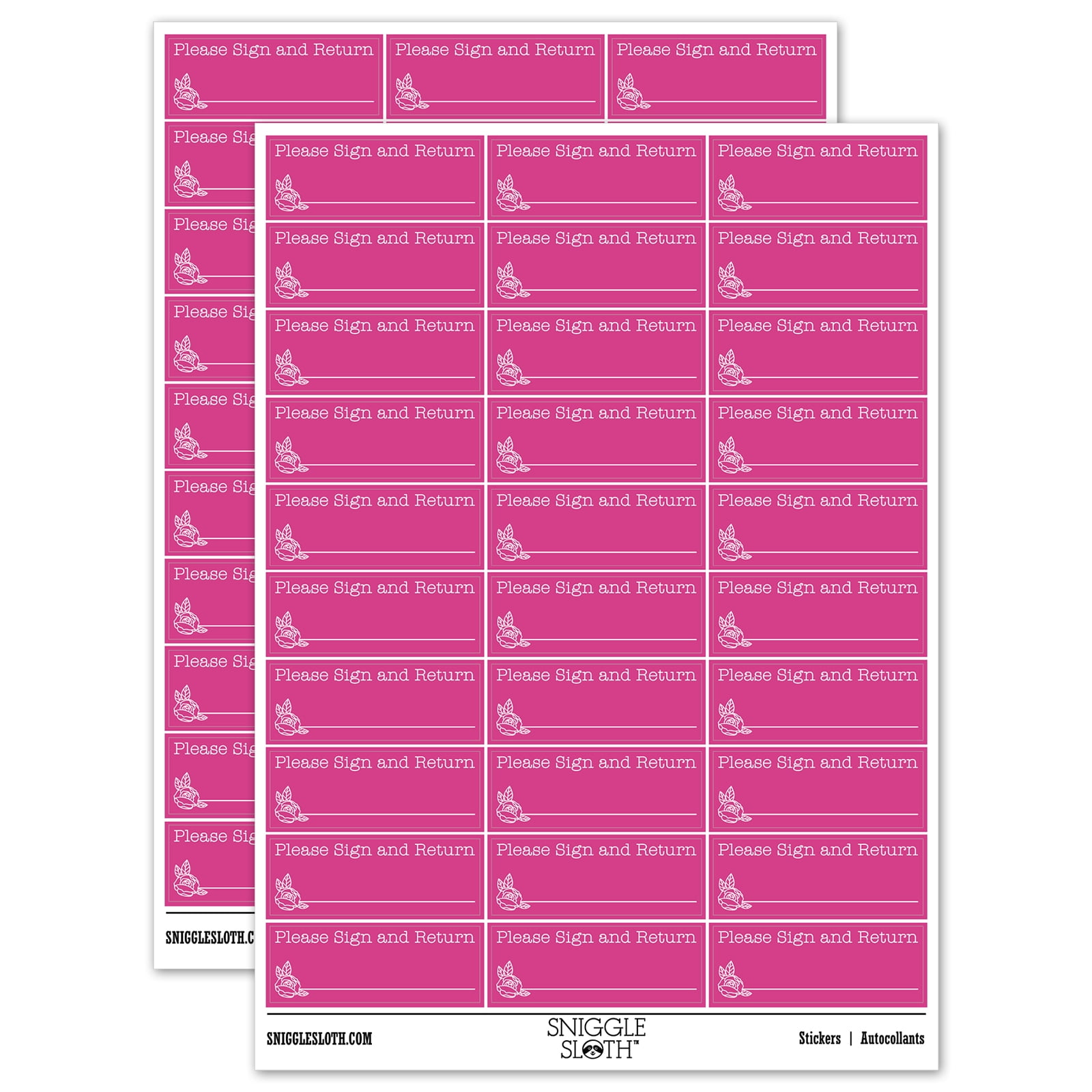 Please Sign and Return Rose Signature Line Sticker Set - Hot Pink ...