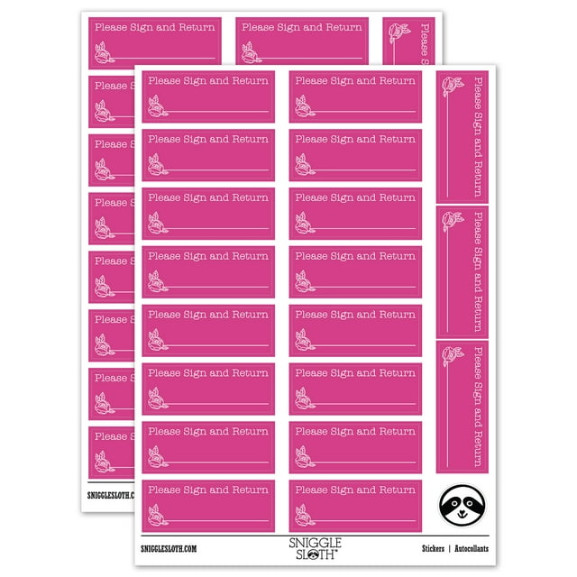 Please Sign and Return Rose Signature Line Sticker Set - Hot Pink ...