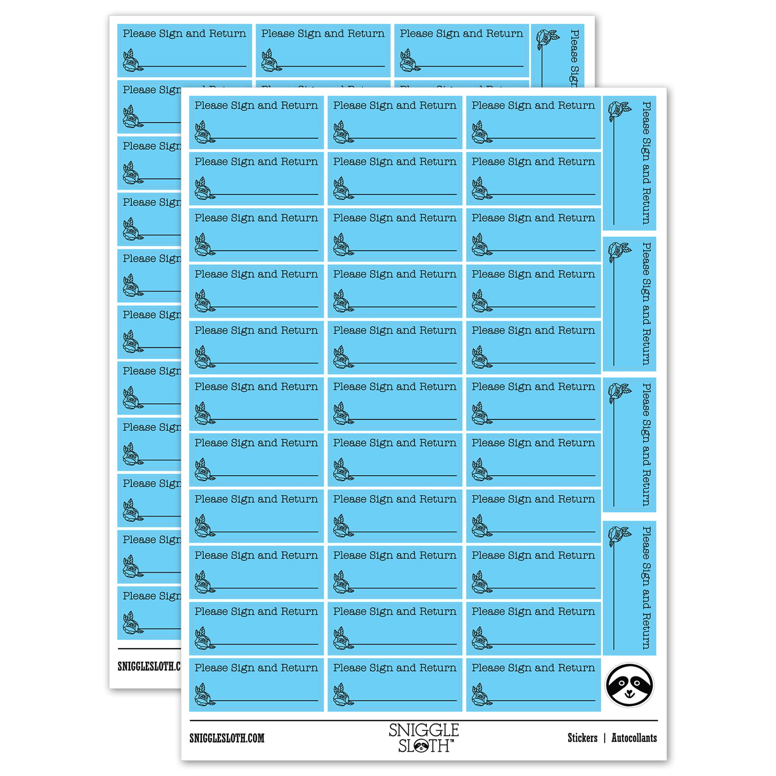 Please Sign and Return Rose Signature Line Sticker Set - Light Blue ...