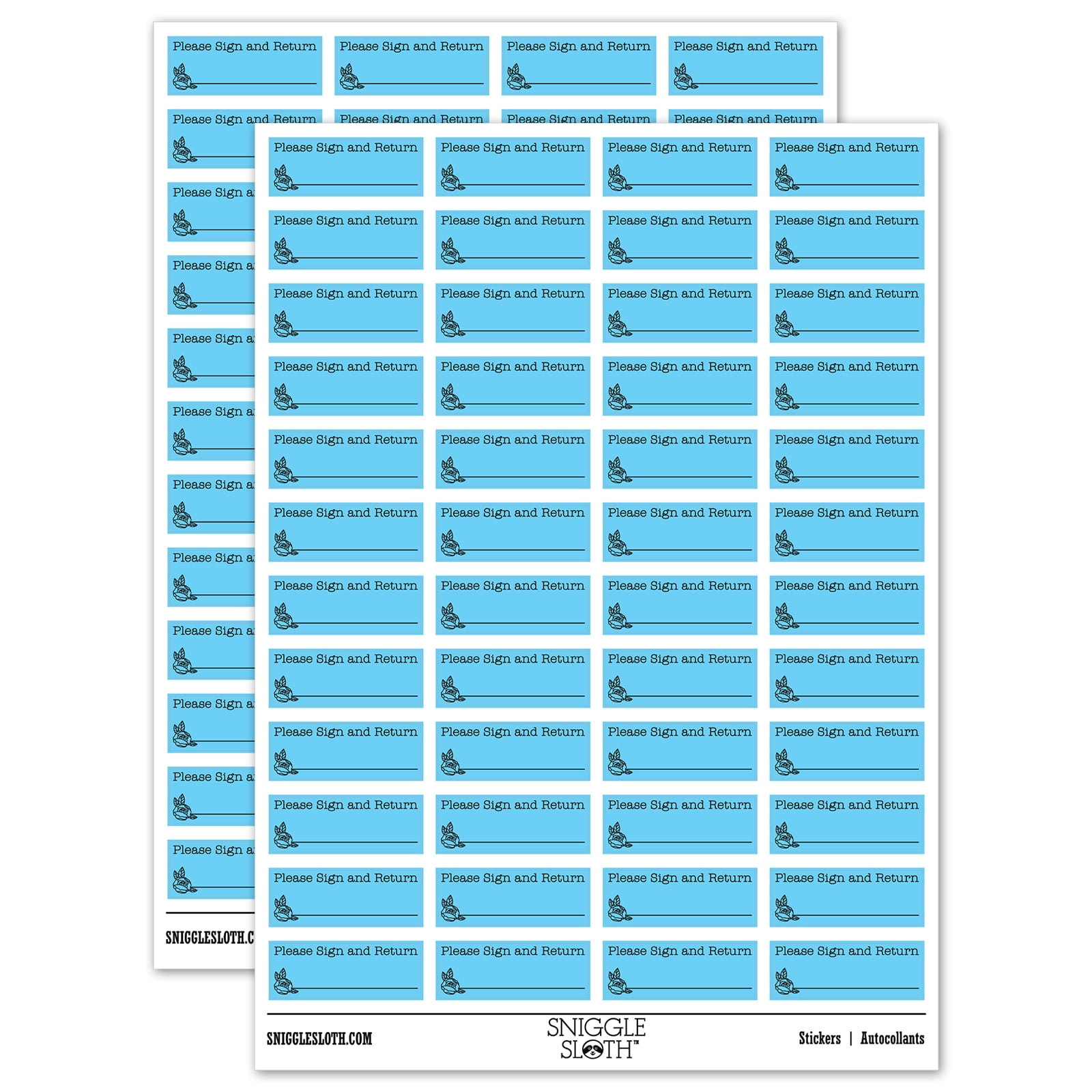 Please Sign and Return Rose Signature Line Sticker Set - Light Blue ...