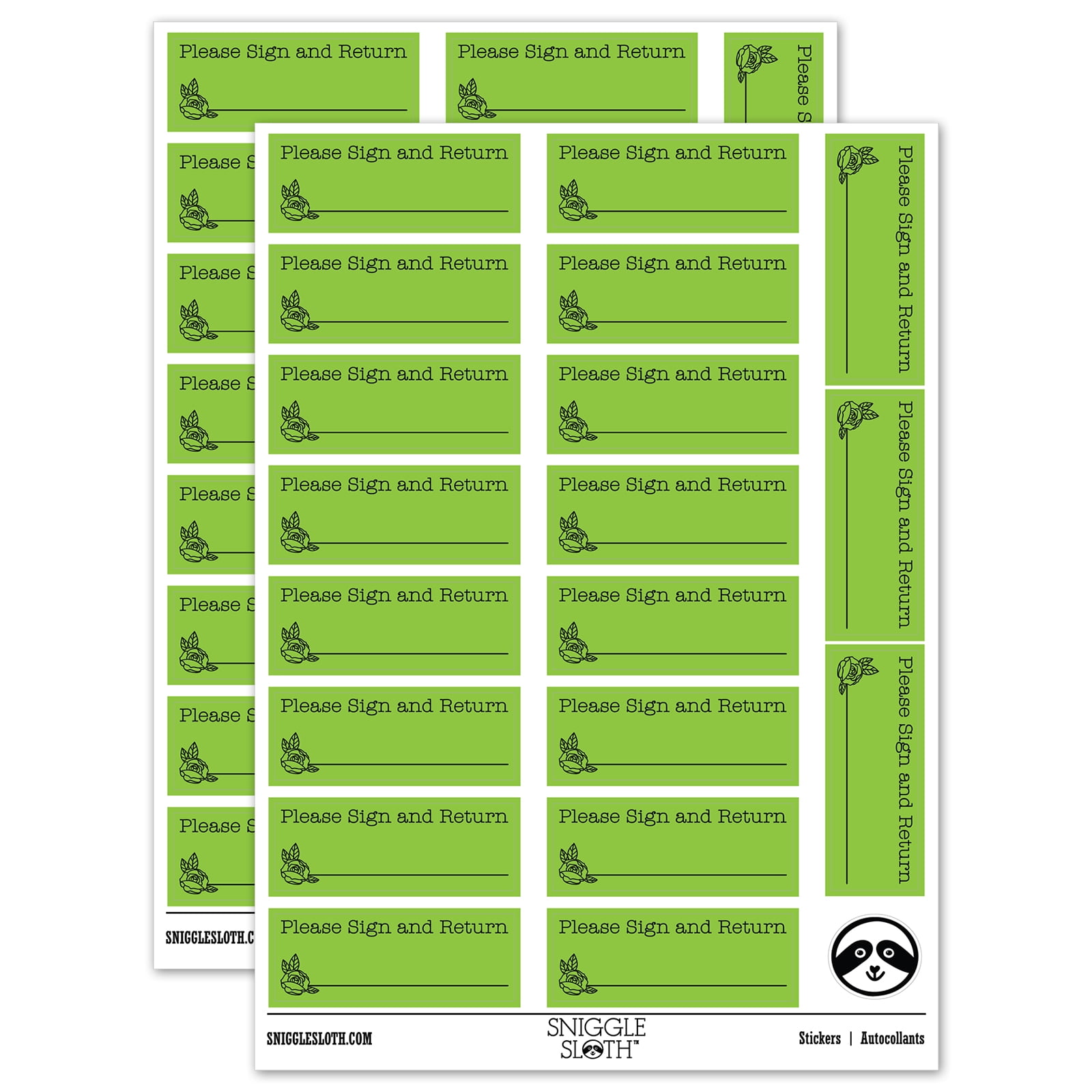 Please Sign and Return Rose Signature Line Sticker Set - Light Green ...