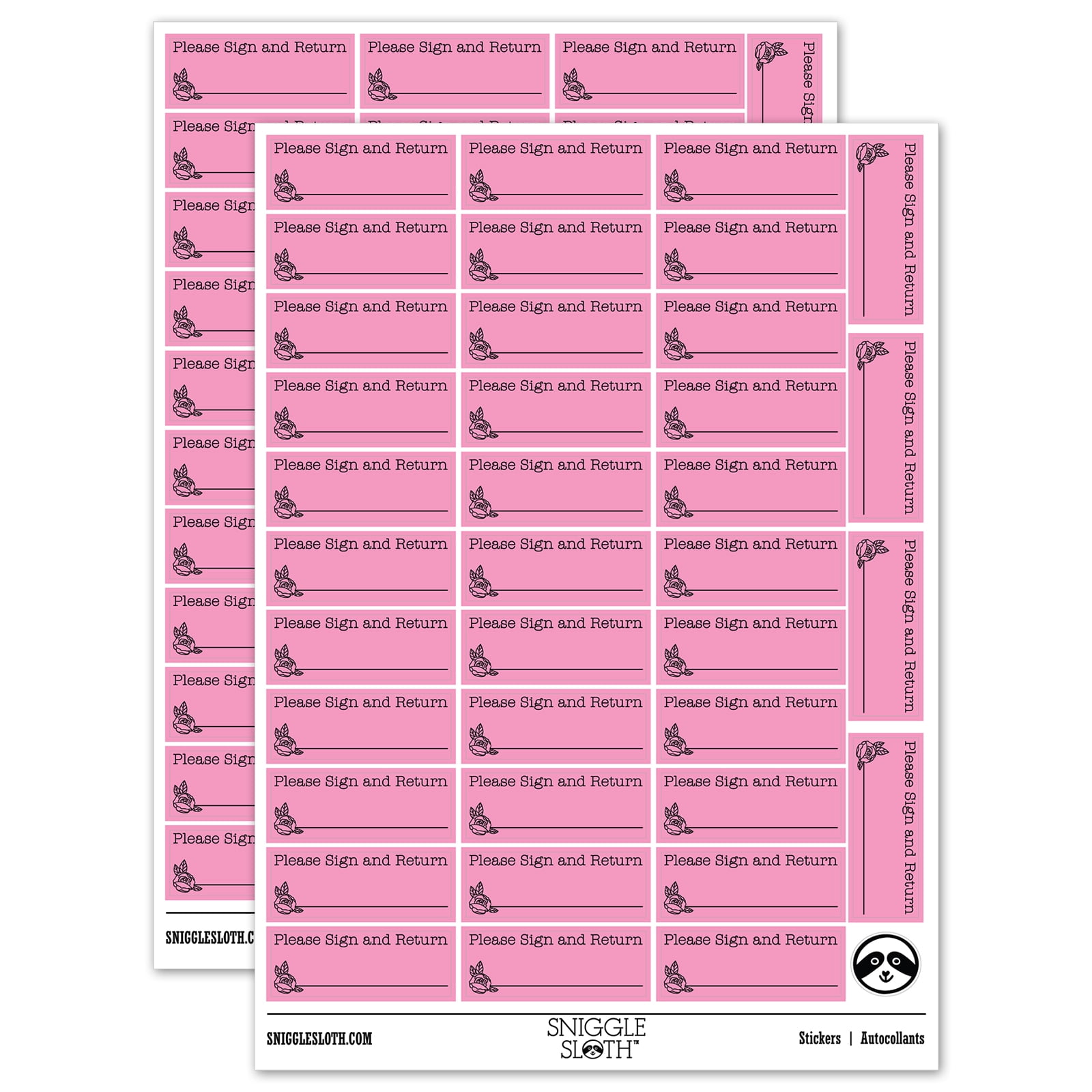 Please Sign and Return Rose Signature Line Sticker Set - Light Pink ...
