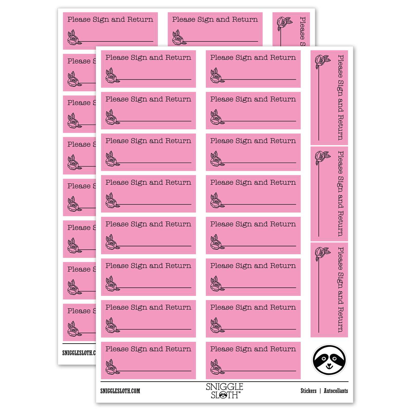 Please Sign and Return Rose Signature Line Sticker Set - Light Pink ...